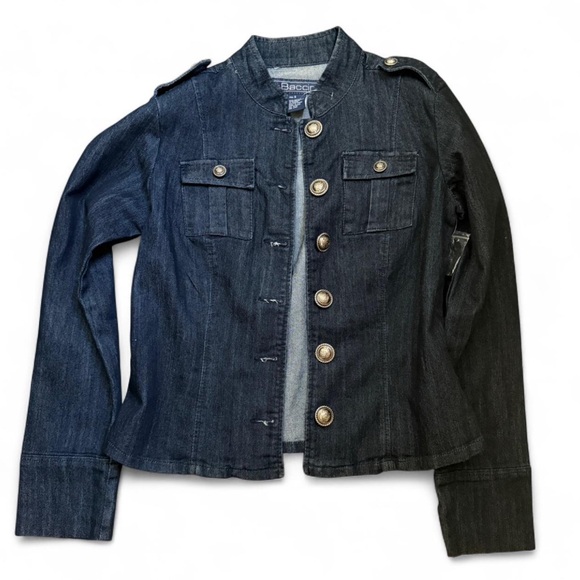 Baccini | Jackets & Coats | Baccini Dark Denim Jacket With Gold Accents ...